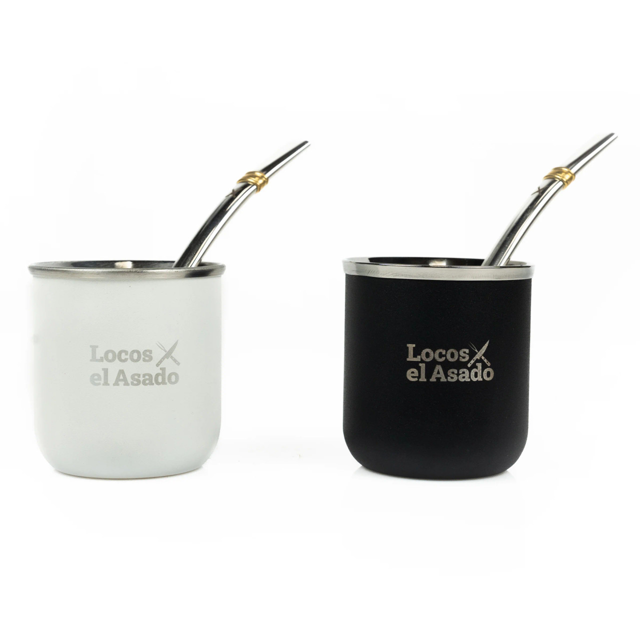 Locos x El Asado Stainless Steel Mate with Straw Mate de Acero Inoxidable