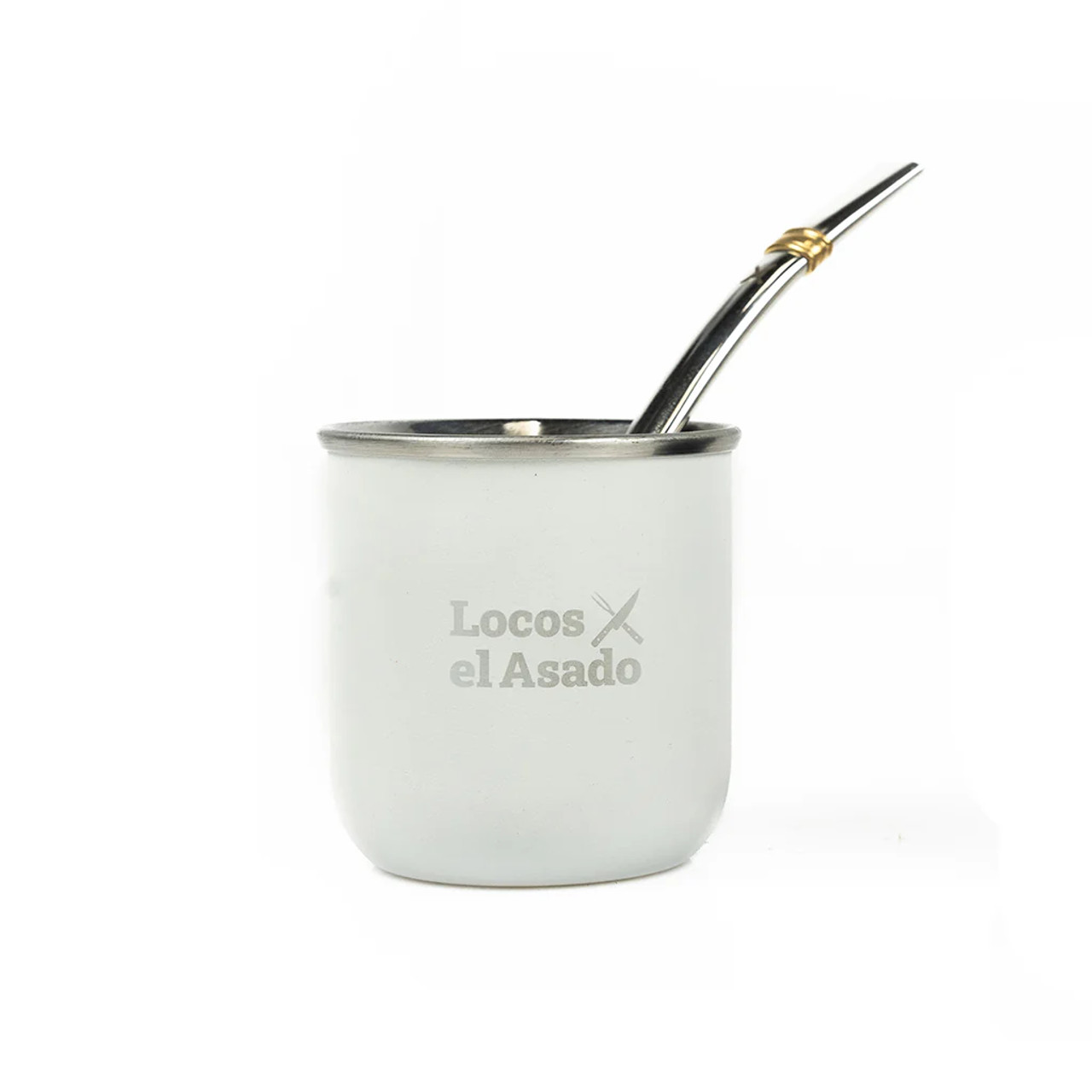 Locos x El Asado Stainless Steel Mate with Straw Mate de Acero Inoxidable