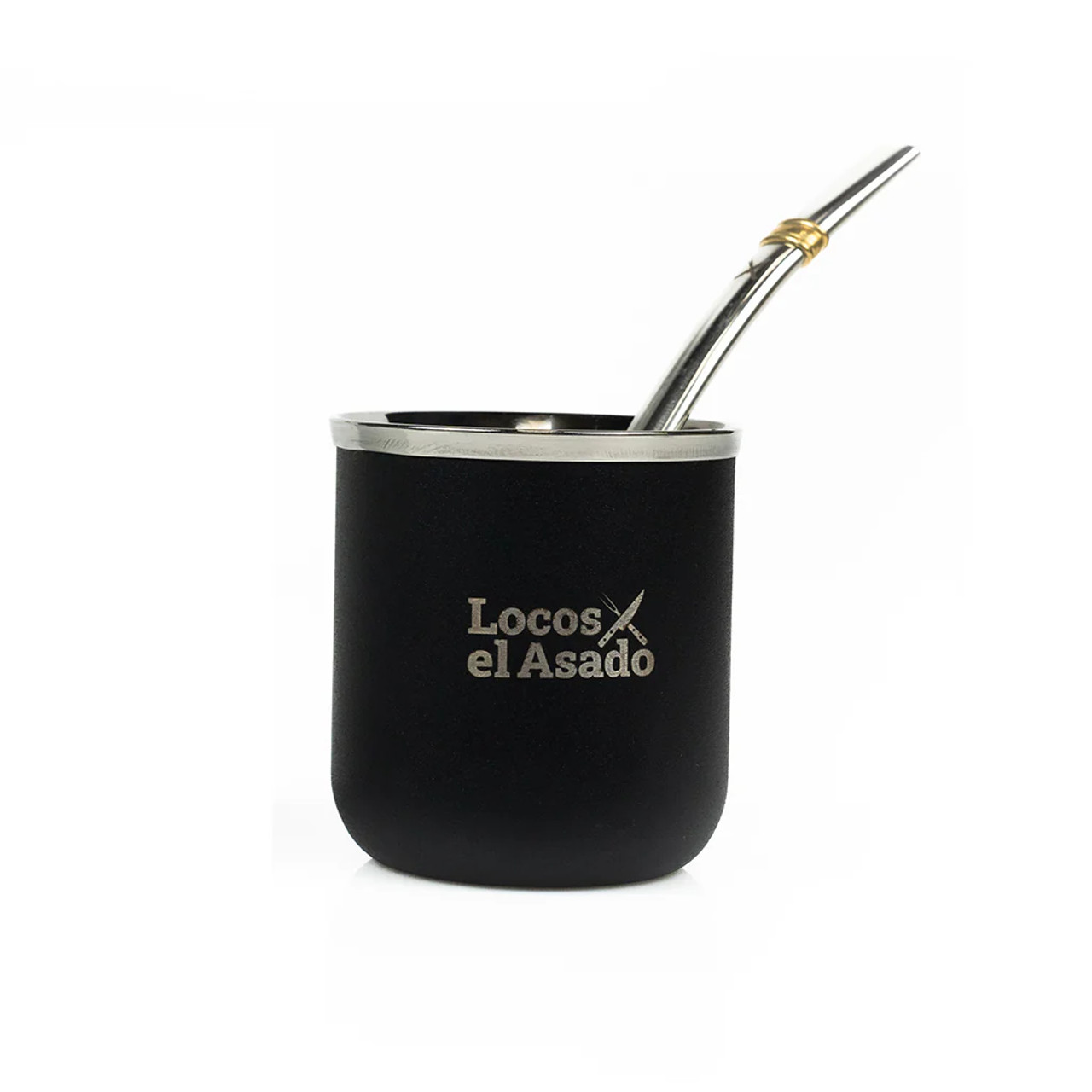 Locos x El Asado Stainless Steel Mate with Straw Mate de Acero Inoxidable