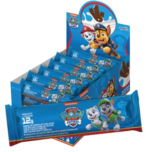 Chocobarra Paw Patrol Barra de Chocolate con Leche, 12 g (24 Barritas)