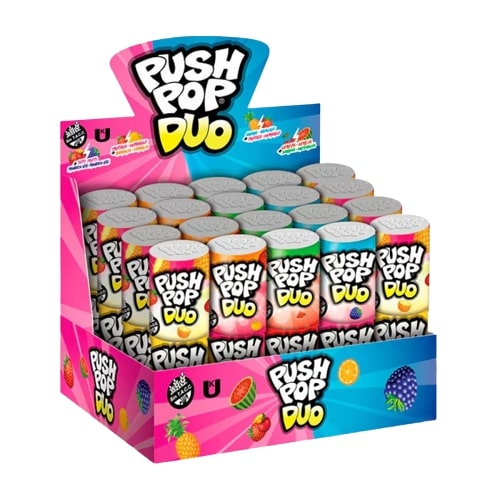 Push Pop Dúo Chupetines de Caramelo Duro, 25,2 g (20 Chupetines)