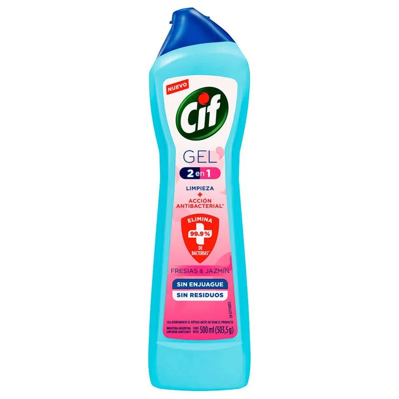 Cif Gel 2 en 1 Limpieza + Acción Antibacterial con Fresias y Jazmín, 500 ml