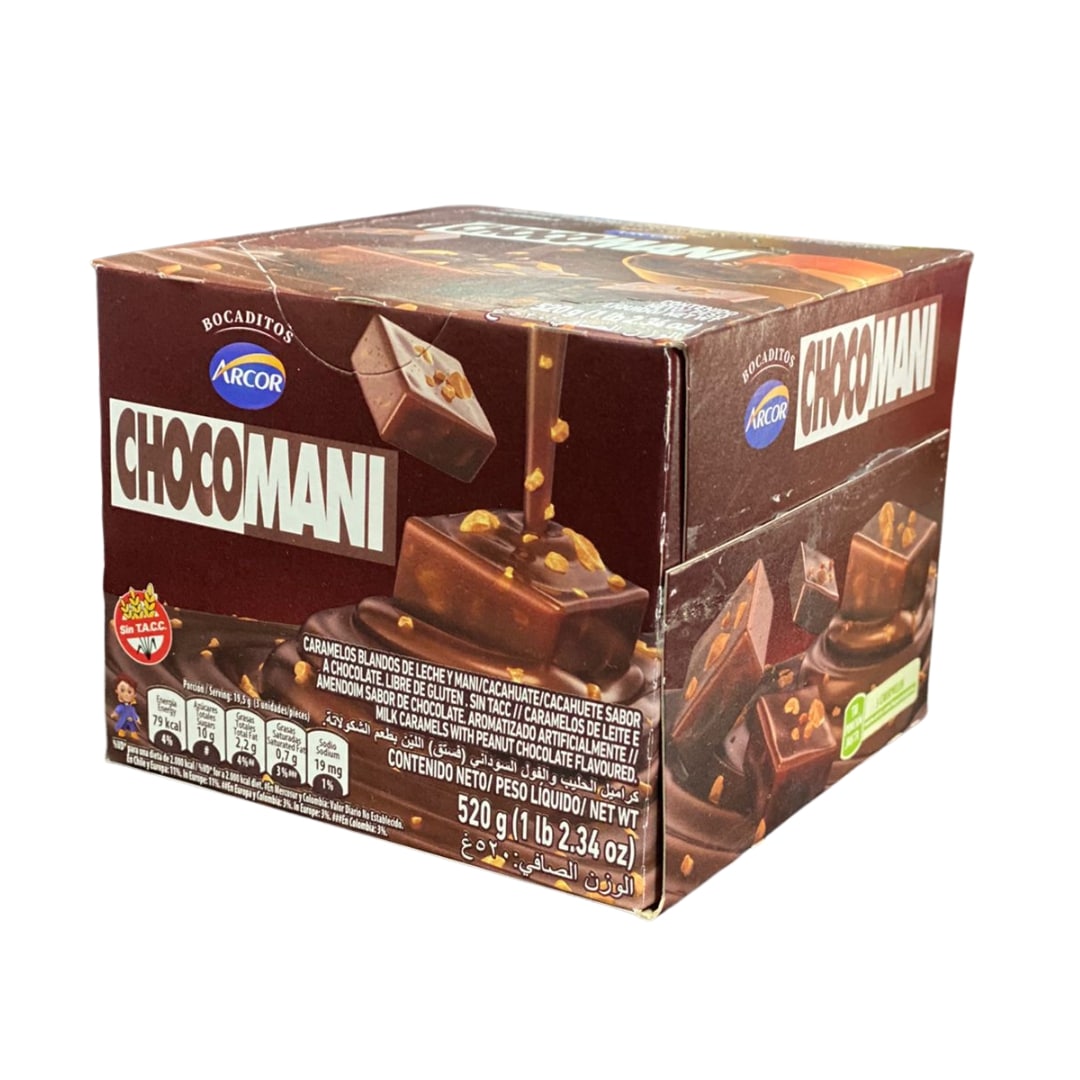 Arcor Bocaditos Chocomaní Caramelo Blando de Leche y Maní, 520 g