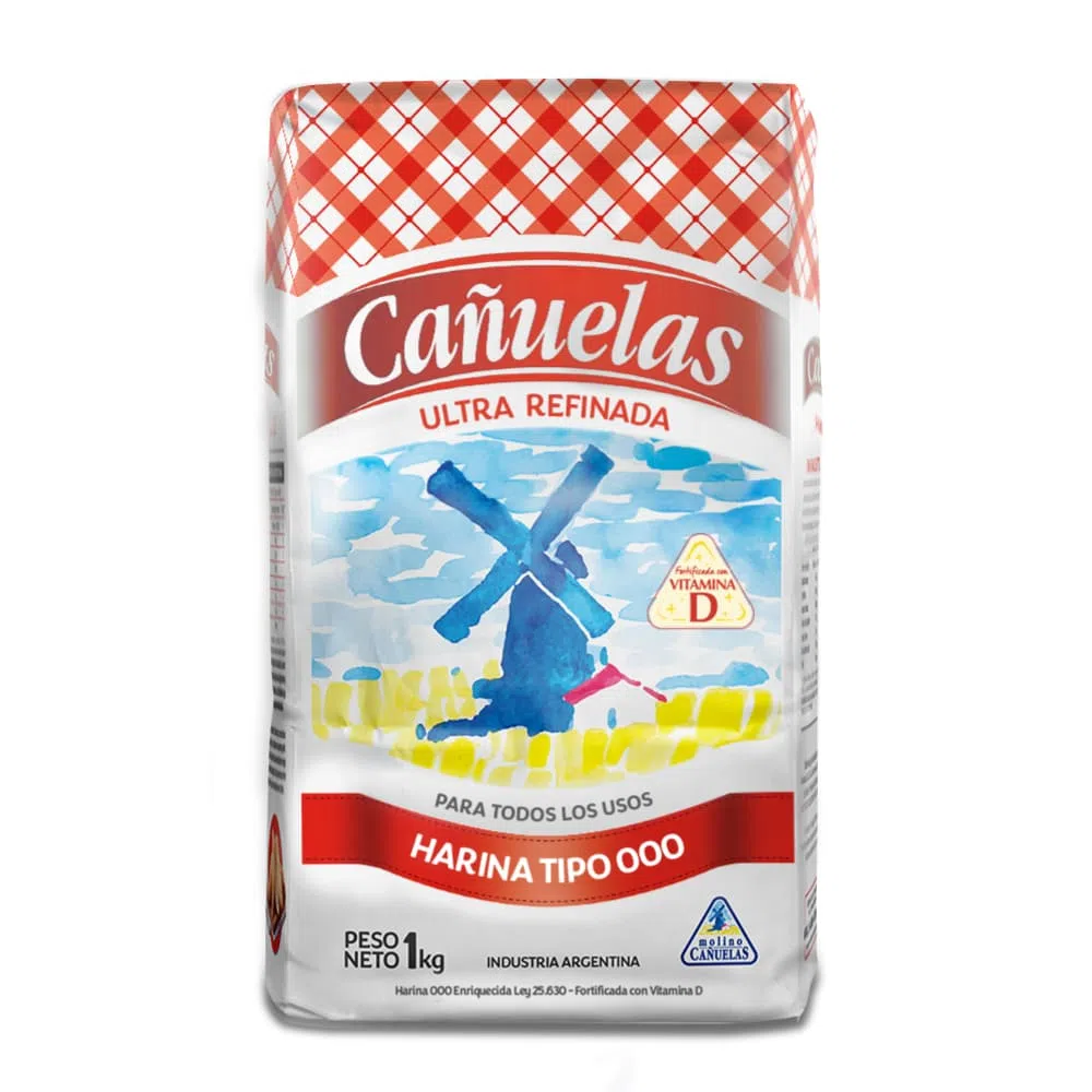 Cañuelas Harina de Trigo Ultra Refinada Tipo 000 Bolsa, 1 kg