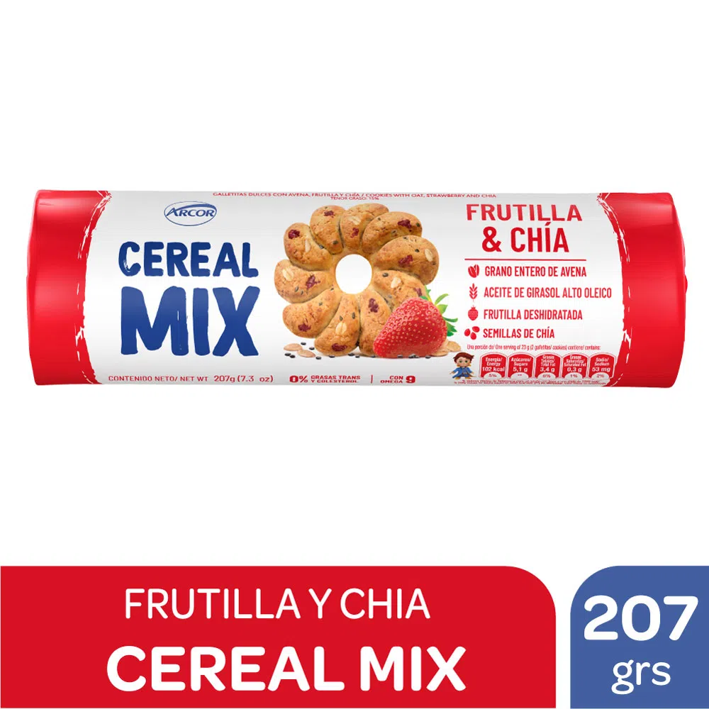 Cereal Mix Galletitas Dulces Frutilla & Chía, 207 g