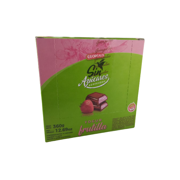 Georgalos sin Azúcares Agregados Chocolate con Yogur de Frutilla, 30 g ...