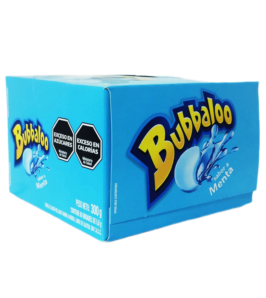 Bubbaloo Chicle Globo Relleno Sabor Menta, 5 g (60 Chicles)
