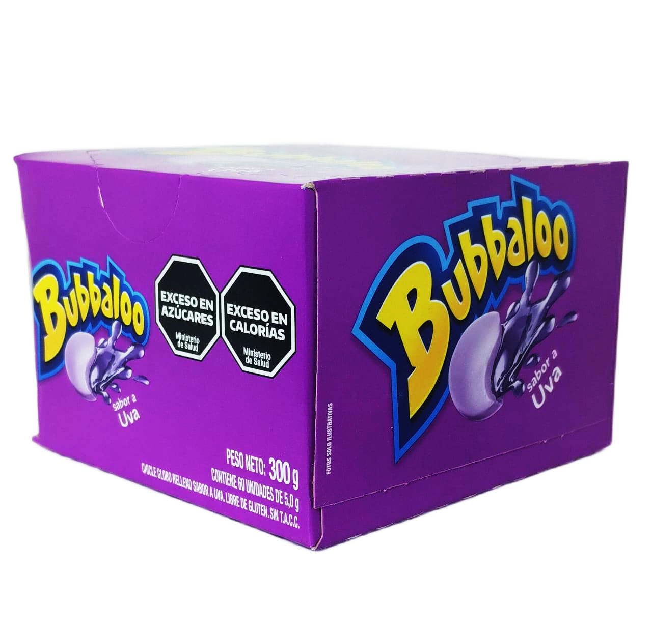 Bubbaloo Chicle Globo Relleno Sabor Uva, 5 g (60 Chicles)