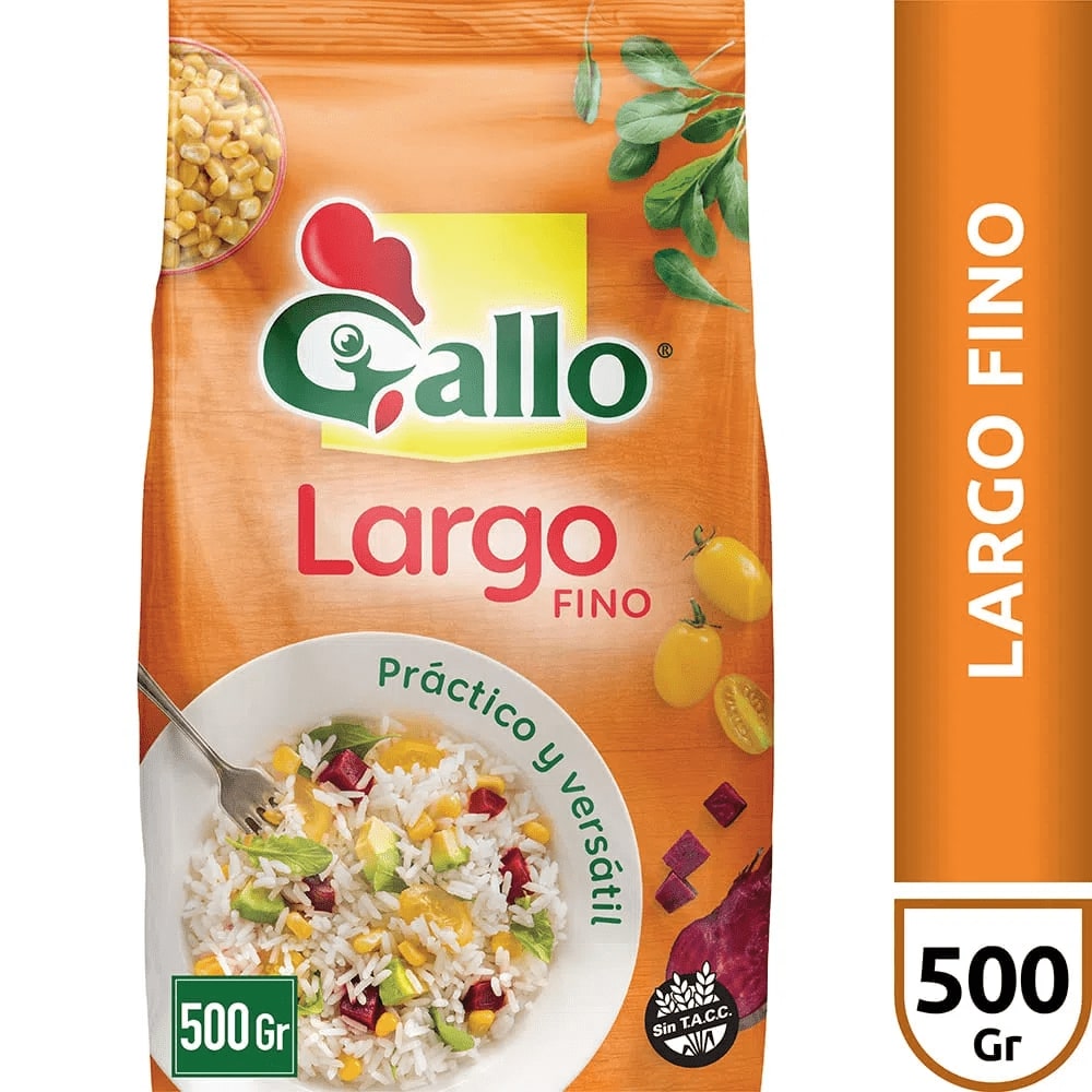 Gallo Arroz Largo Fino Práctico y Versátil en Bolsa, 500 g