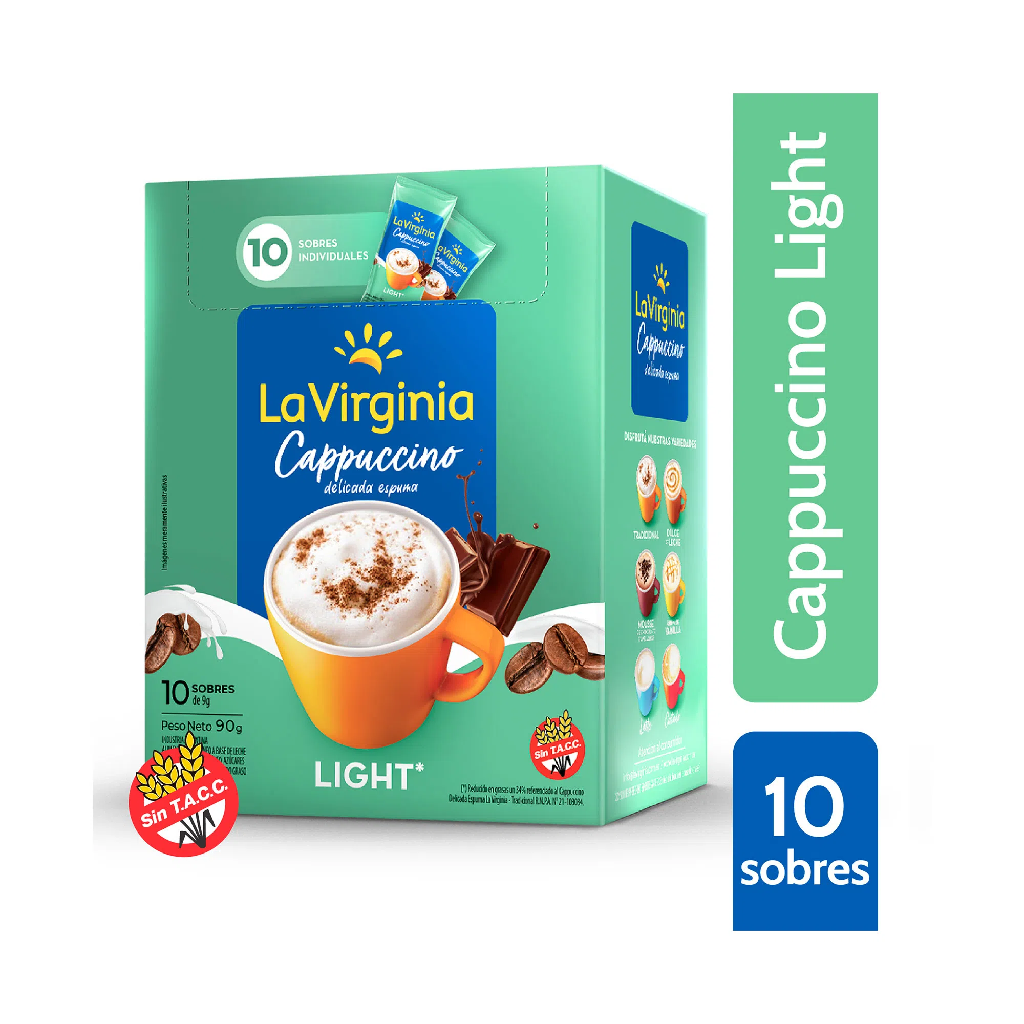 La Virginia Cappuccino Instantáneo Light, 9 g (10 Sobres)