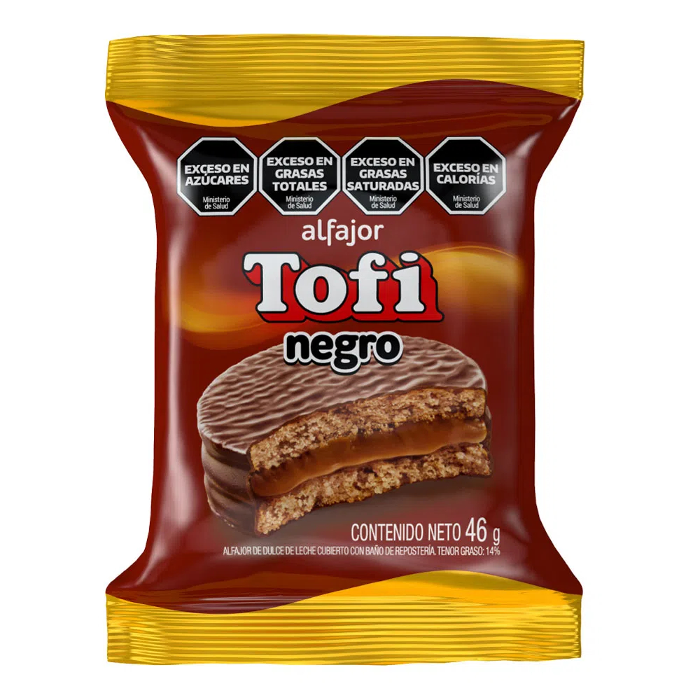 Tofi Alfajor de Dulce de Leche Cubierto con Chocolate Negro, 46 g