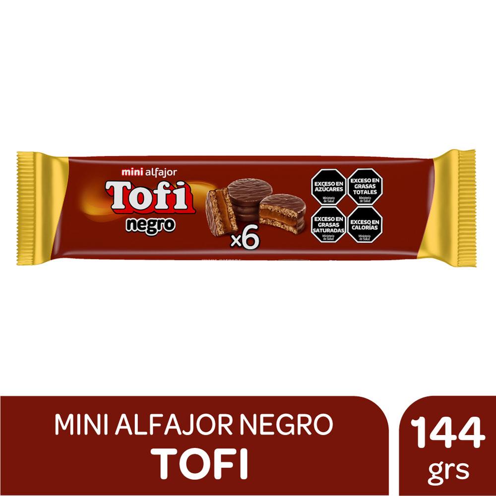 Tofi Mini Alfajores de Dulce de Leche Cubierto con Chocolate Negro, 24 g (6 Alfajores)
