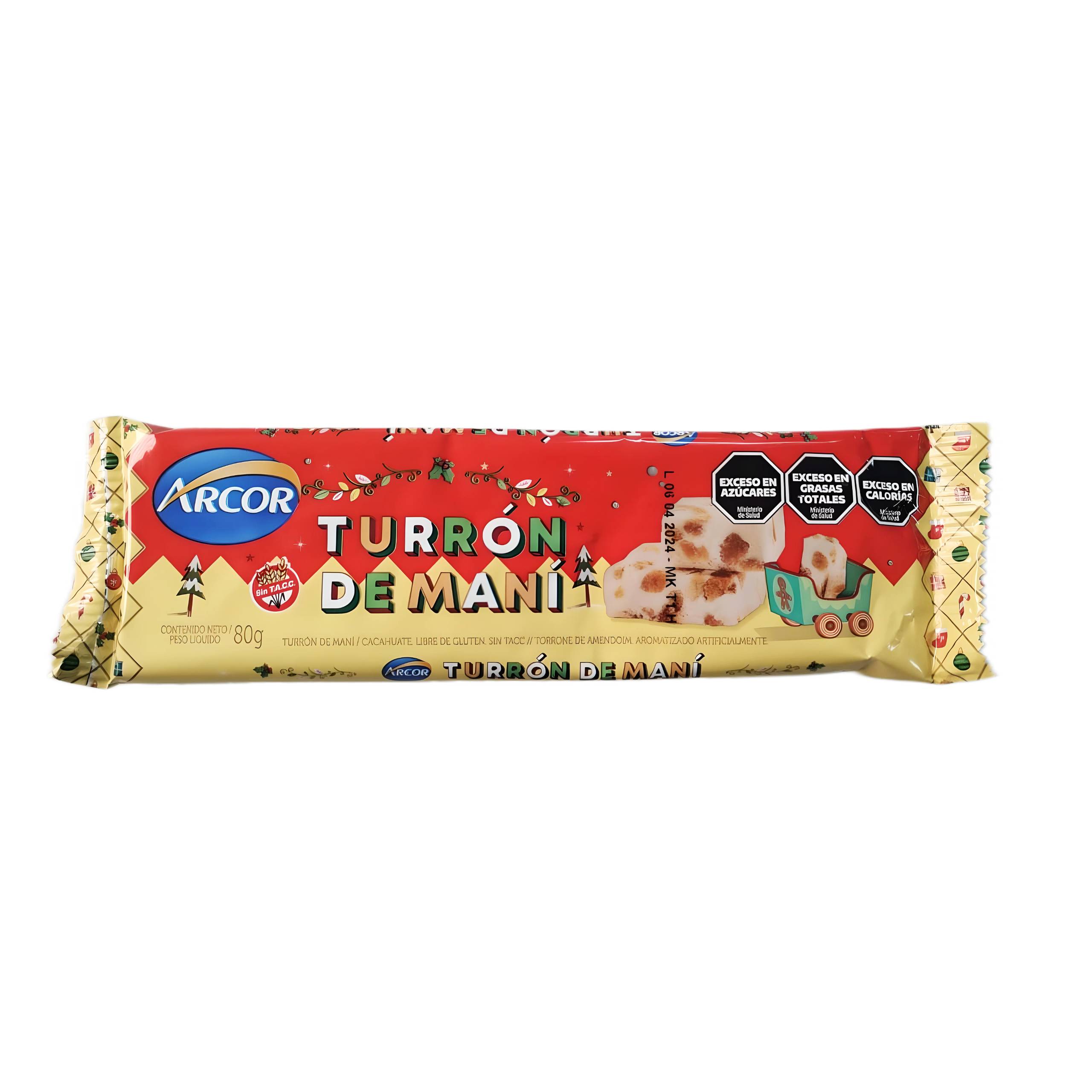 Arcor Turrón de Maní Libre de Gluten, 80 g