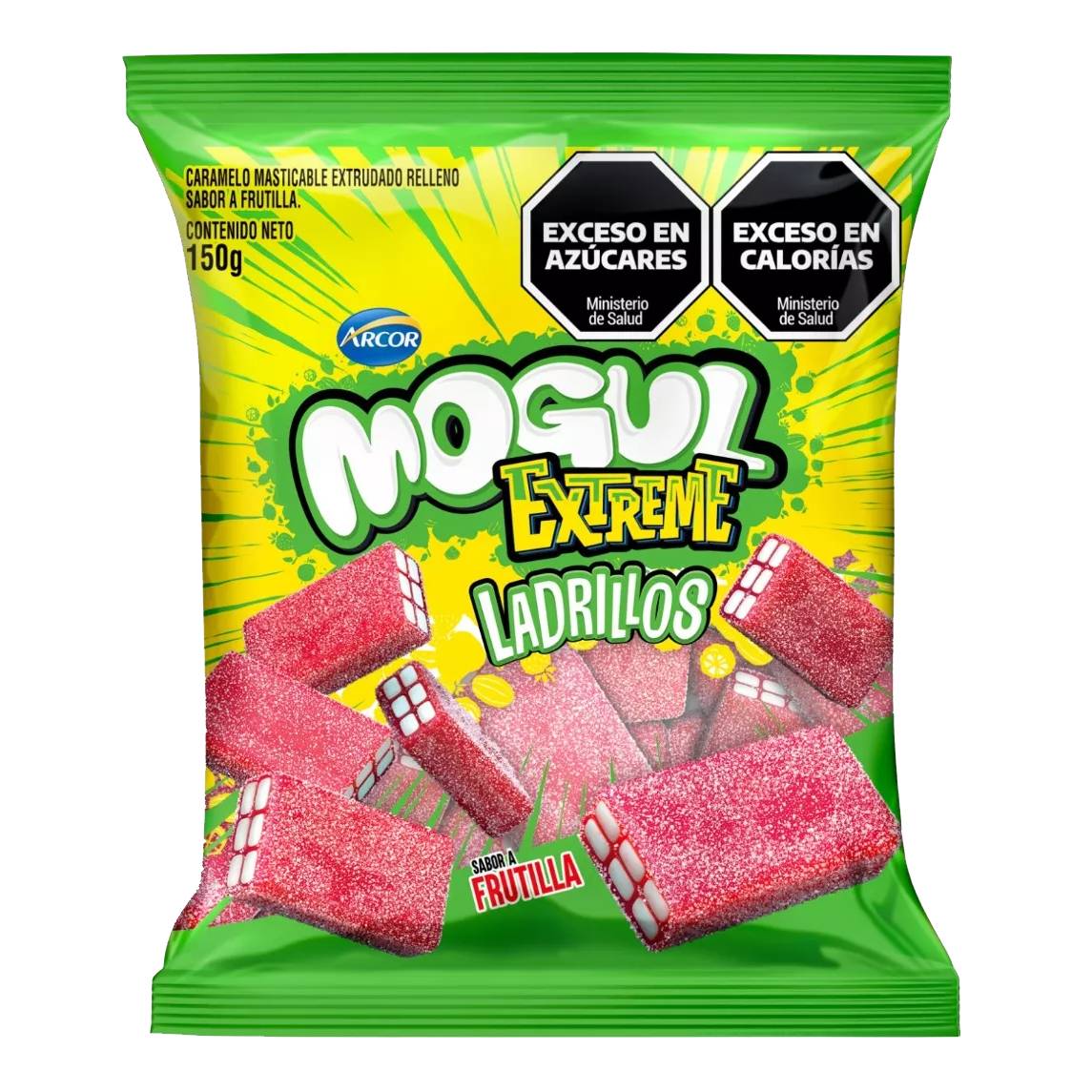Mogul Extreme Ladrillos Gomitas Ácidas Sabor a Frutilla, 150 g