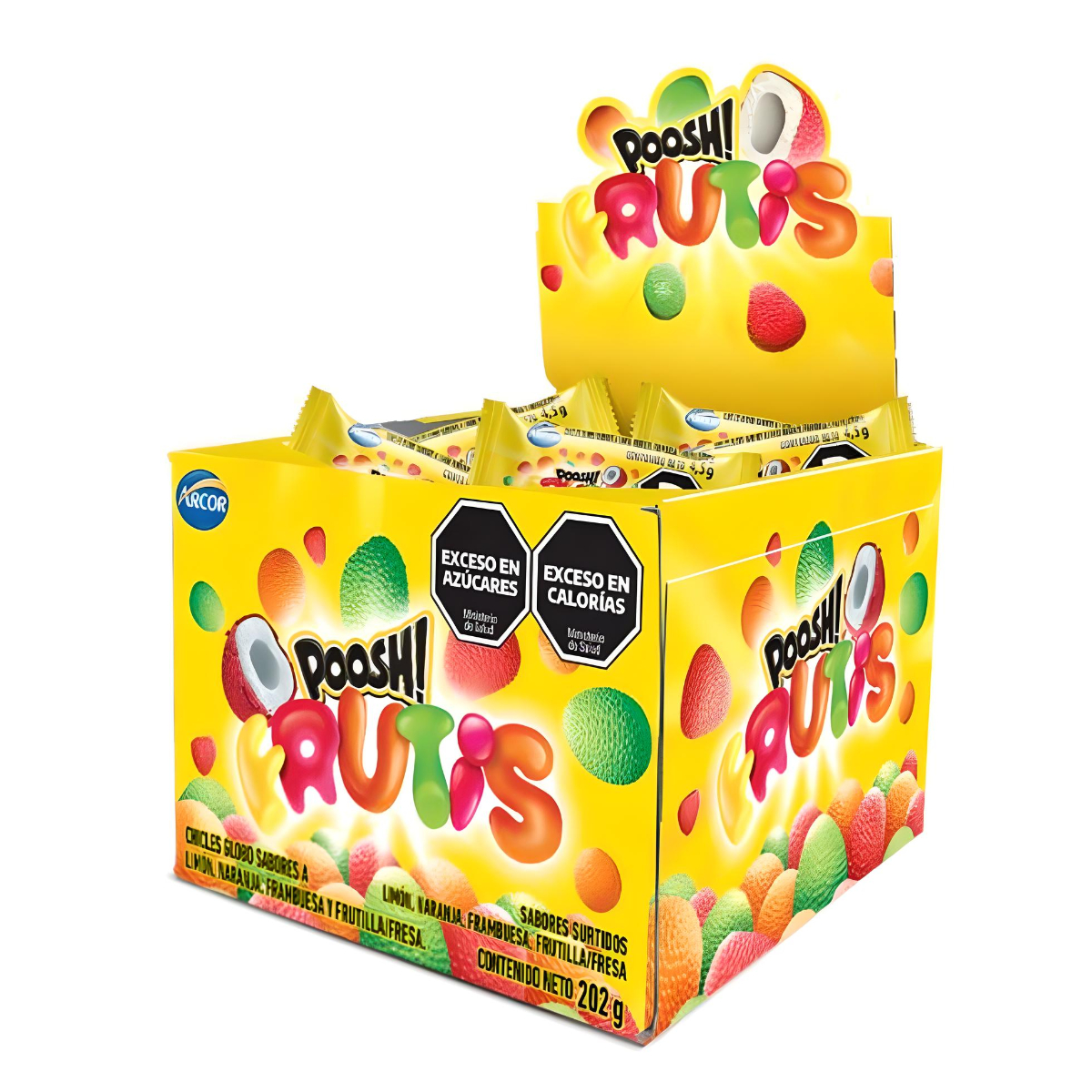 Poosh! Frutis Chicles Globo Sabores Surtidos, 4,5 g (45 Chicles)
