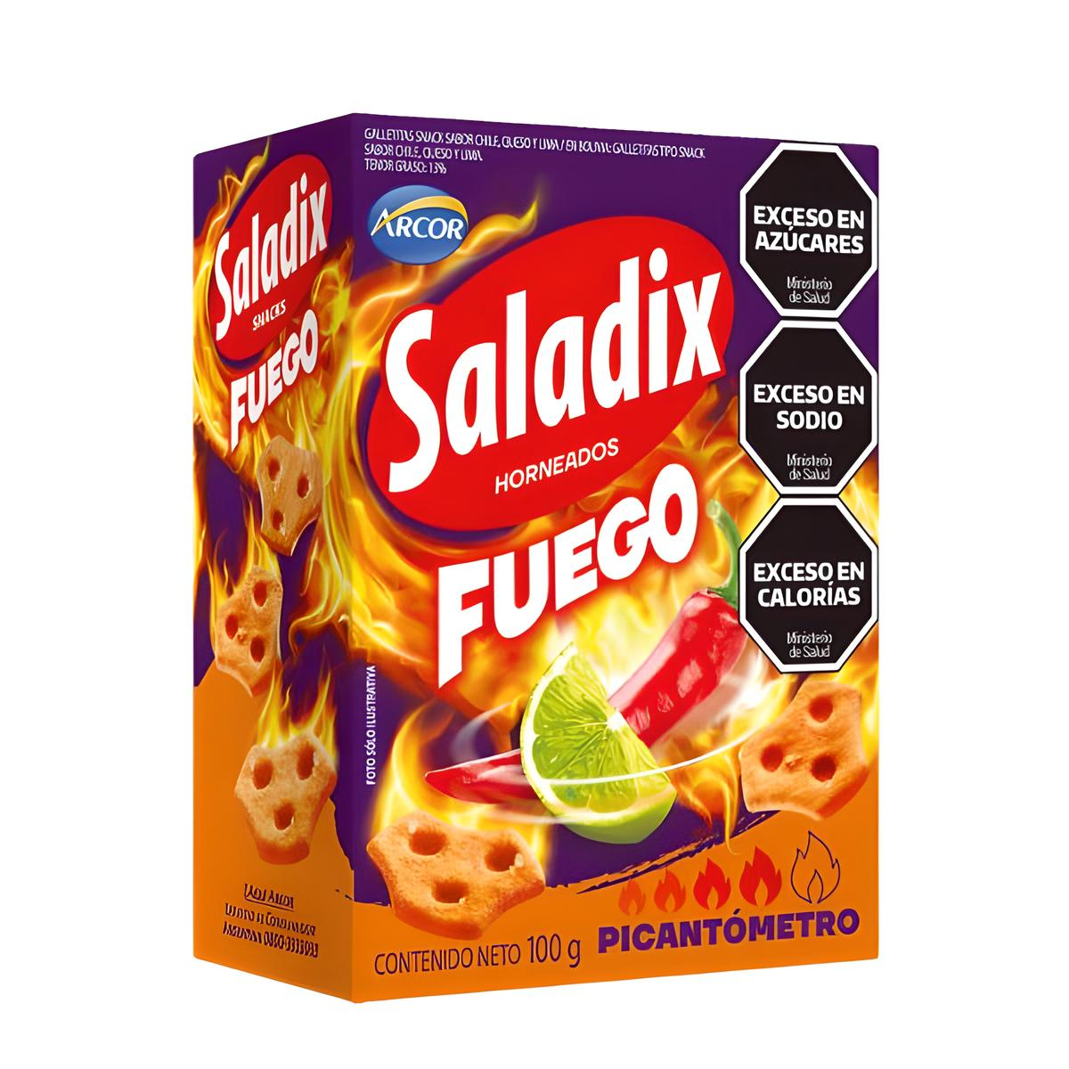 Saladix Horneados Fuego Snack Sabor Ají Picante y Lima, 100 g