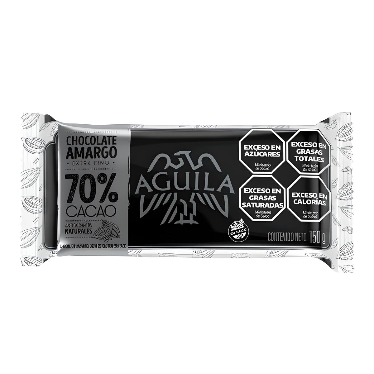 Águila Chocolate Amargo 70% Cacao Libre de Gluten, 150 g (15 Barras)