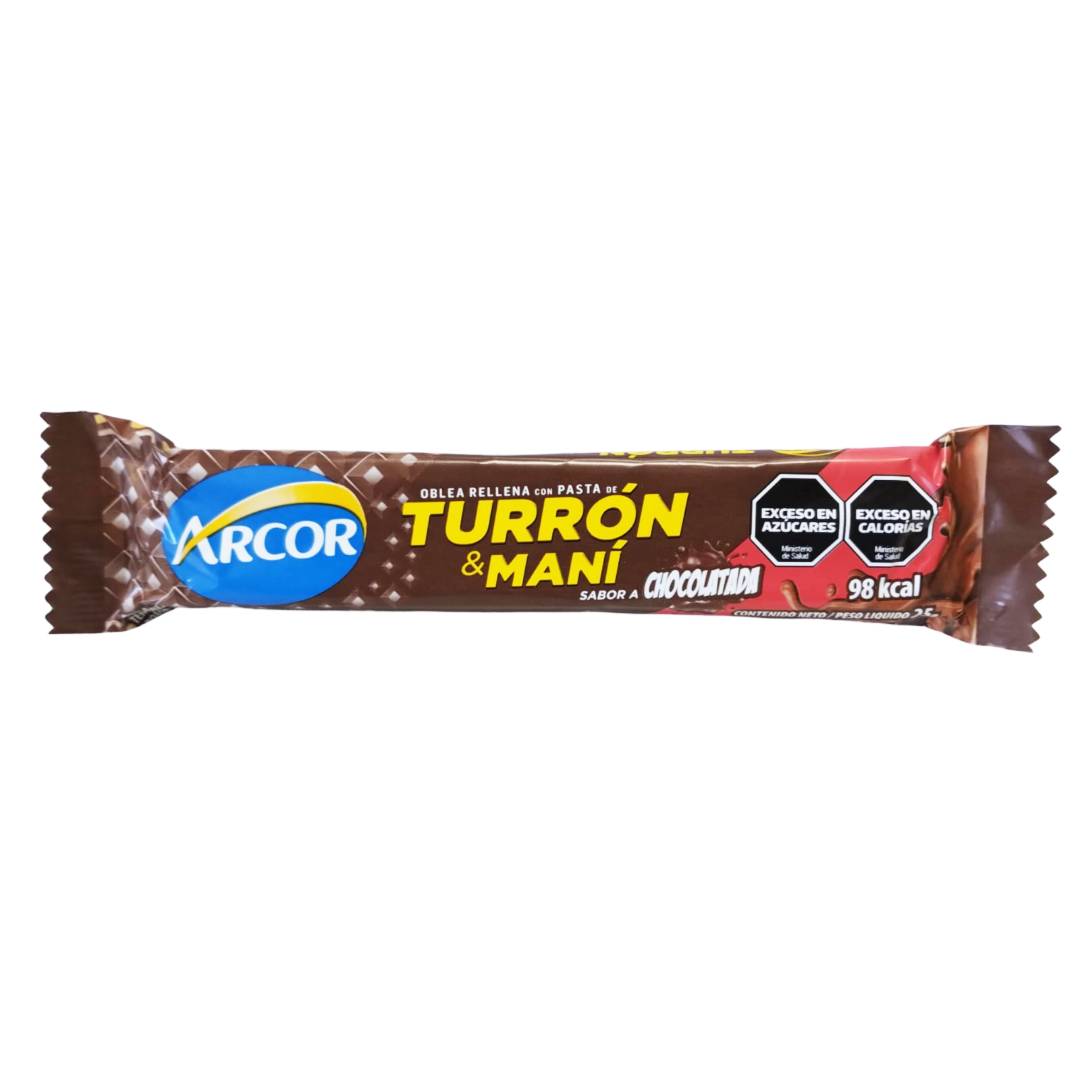 Arcor Turrón y Maní Oblea Rellena de Pasta de Maní Sabor a Chocolate, 25 g