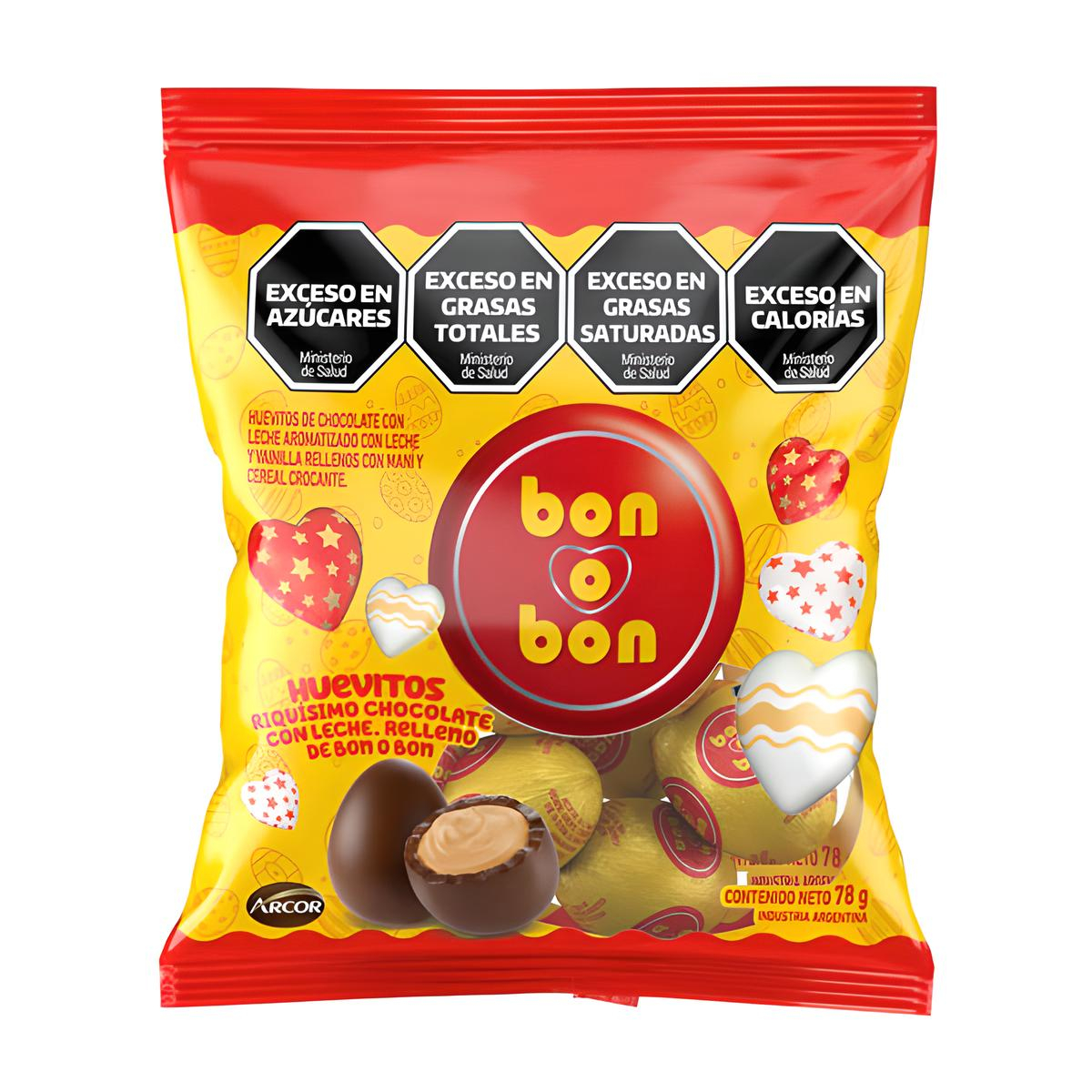 Bon o Bon Huevitos de Pascua de Chocolate Rellenos con Pasta de Maní, 78 g