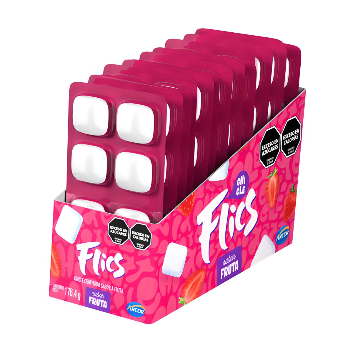 Flics Chicle Confitado Sabor a Fruta, 12,6 (14 Chicles)