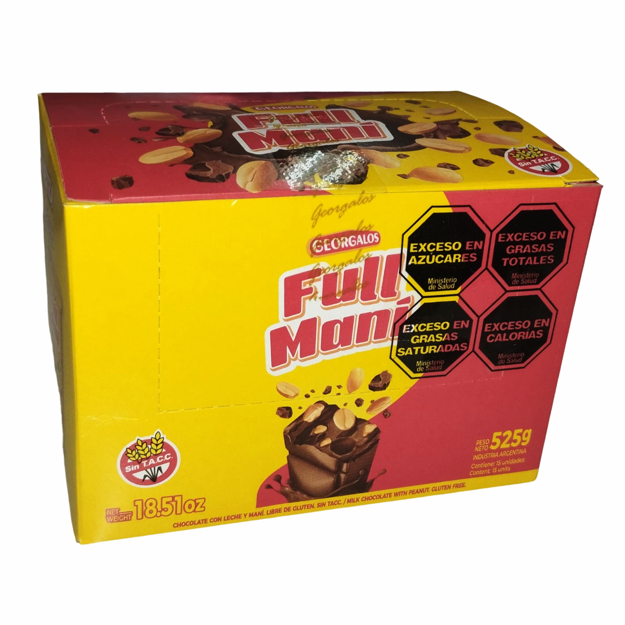 Georgalos Full Maní Chocolate con Leche y Maní Libre de Gluten, 35 g ...