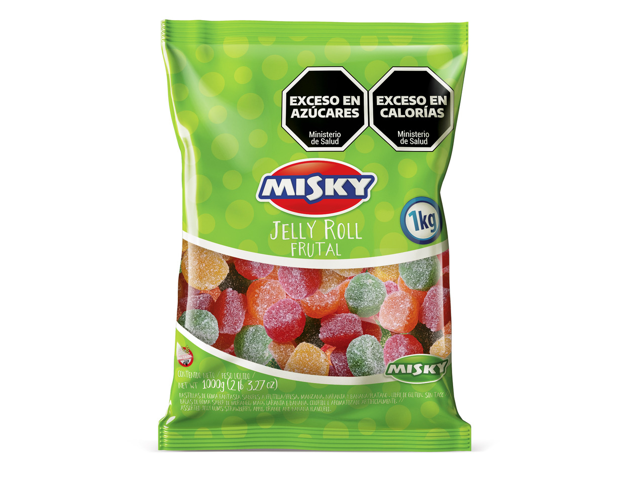 Misky Jelly Roll Frutal Gomitas Sabor Surtido, 1 kg