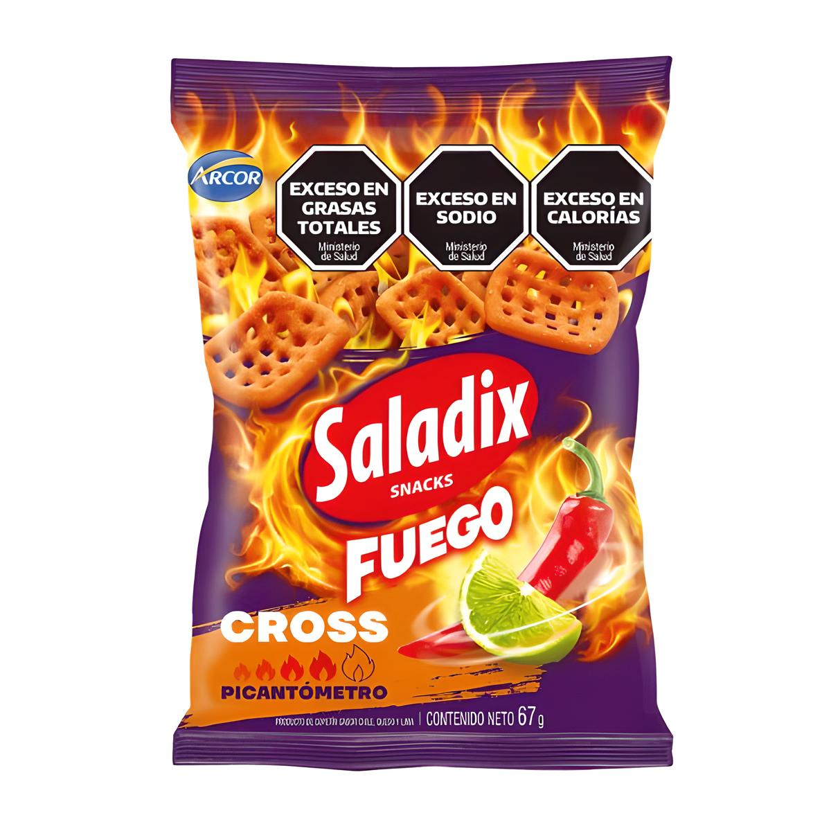 Saladix Snack Cross Fuego Sabor Ají Picante y Lima, 67 g