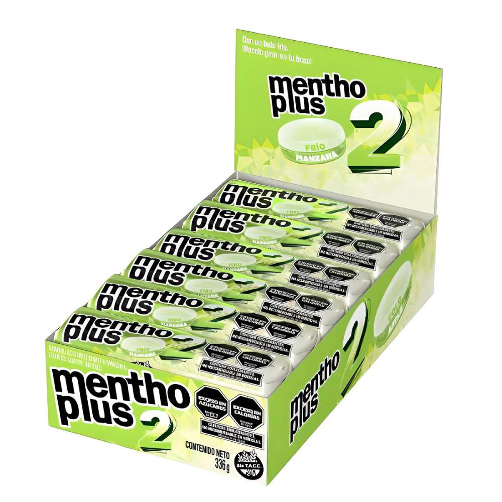 Menthoplus 2 Frío Caramelos Duros Sabor Manzana, 28 g (12 unidades)