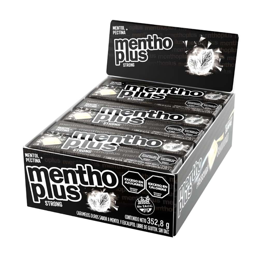 Menthoplus Strong Caramelos Duros Sabor a Mentol, 29,4 g (12 Caramelos)