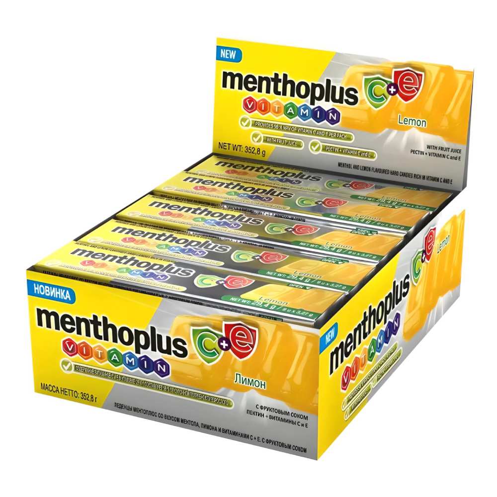 Menthoplus Vitamin Caramelos Duros Sabor a Limón y Mentol, 29,4 g (12 ...