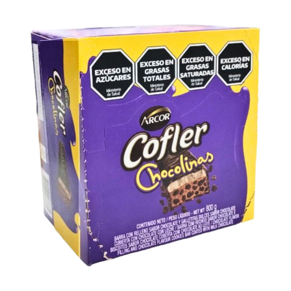 Cofler Chocolinas Barra de Chocolate Relleno de Galletitas, 40 g (20 ...