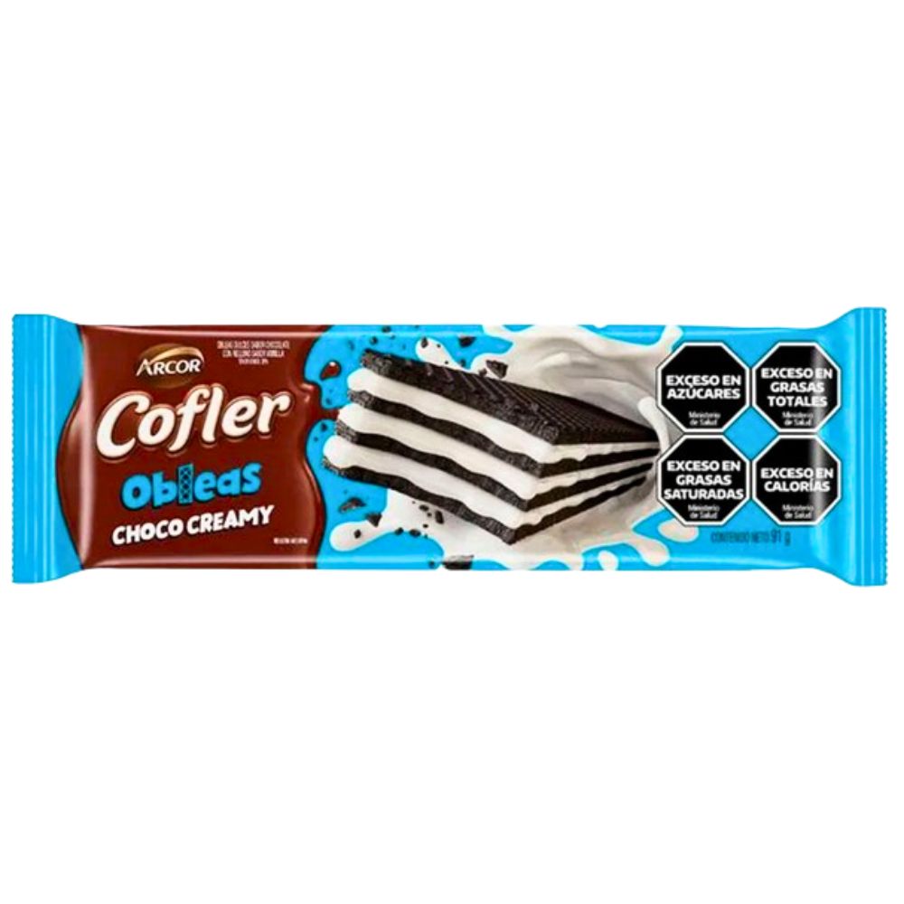 Cofler Obleas Choco - Creamy Sabor Chocolate con Relleno de Vainilla, 91 g