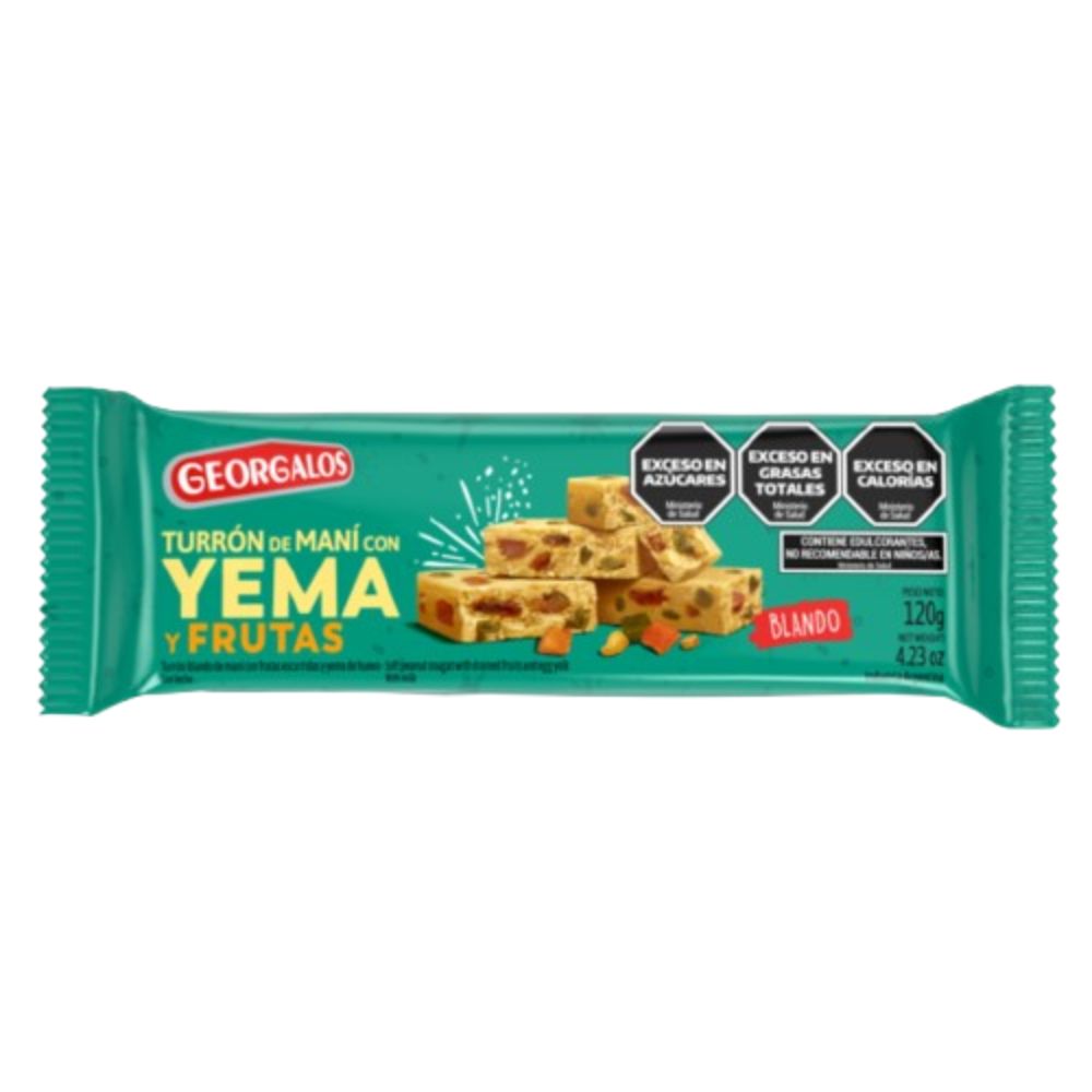 Georgalos Turrón de Maní con Yema y Frutas, 120 g