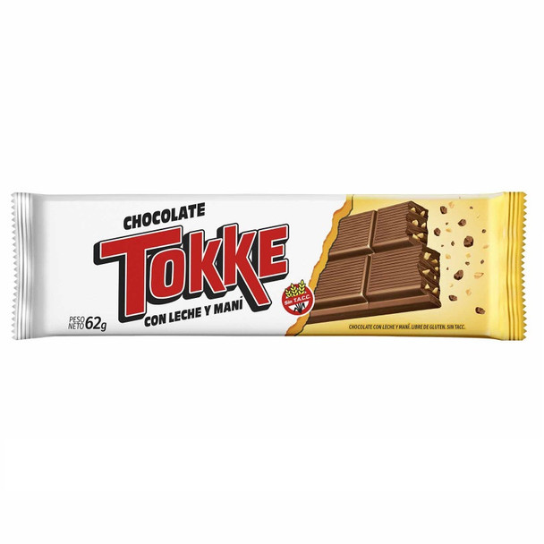 Tokke Tableta de Chocolate con Leche y Maní, 62 g