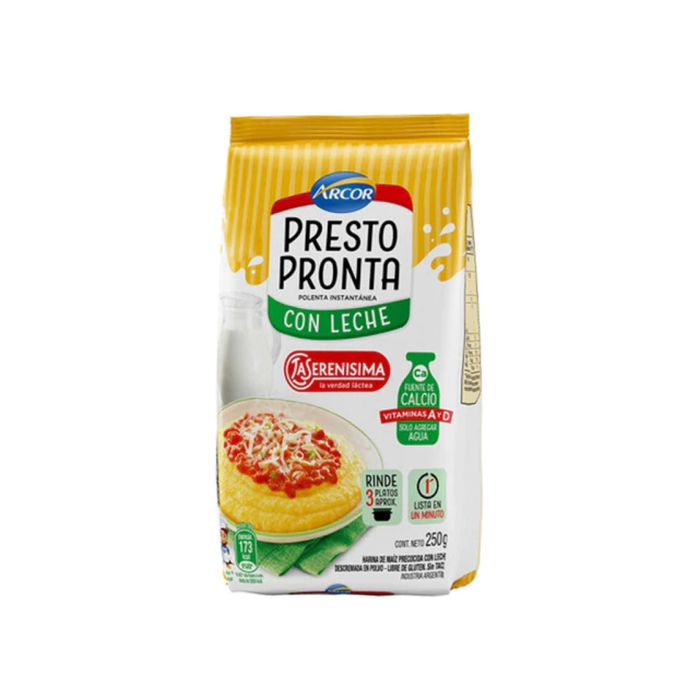Arcor Presto Pronta Polenta Instantánea con Leche, 250 g