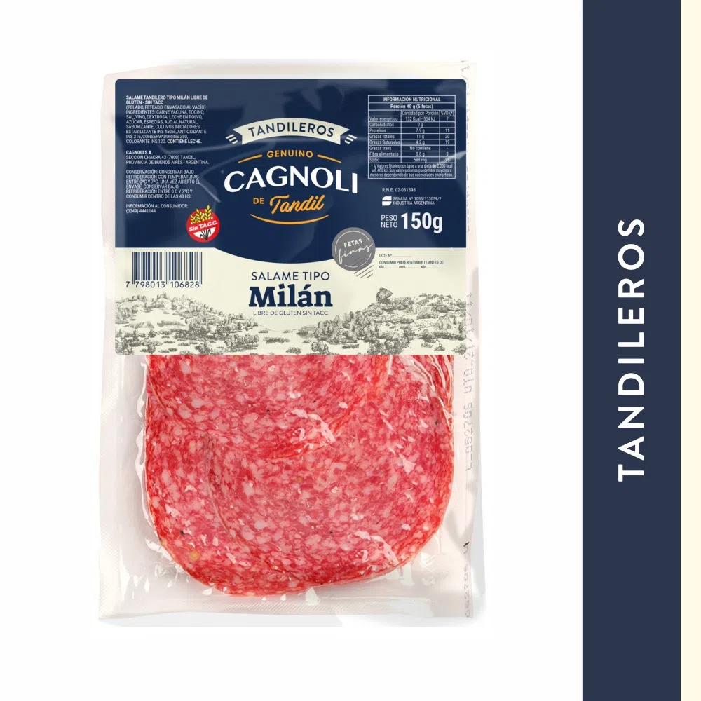 Cagnoli de Tandil Salame Milán Feteado, 150 g