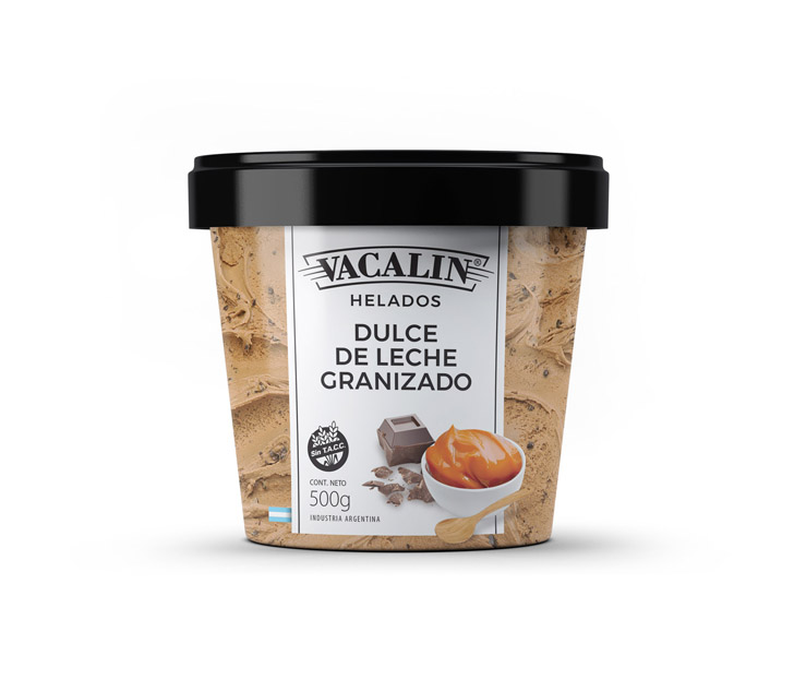 Vacalín Pote de Helado de Dulce de Leche Granizado, 500 g