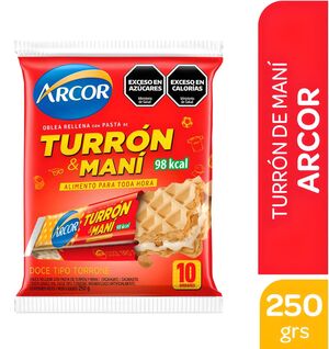 Arcor Turrón y Maní Oblea Rellena de Pasta de Maní, 25 g (10 Turrones)